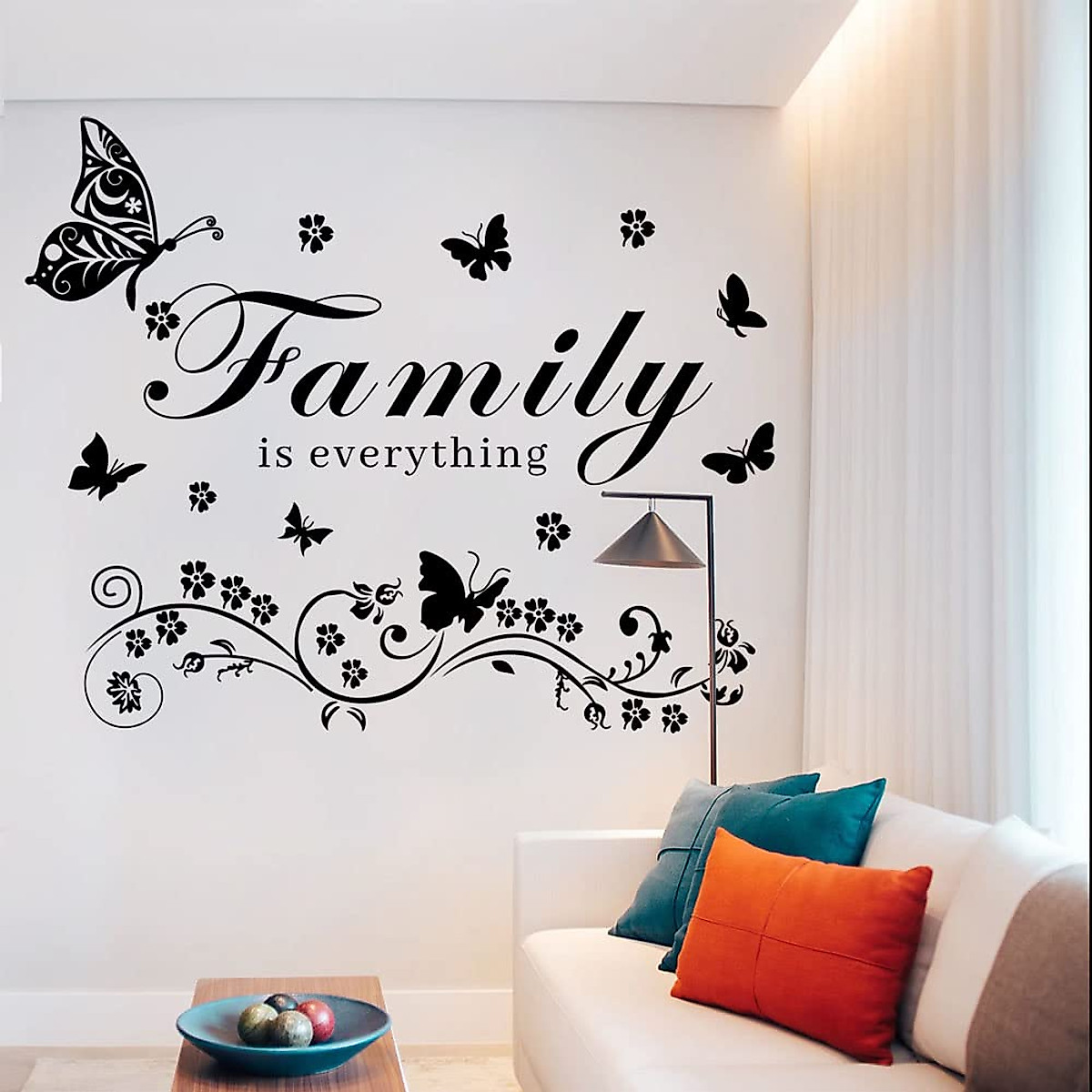 Wall Decor Sticker Vinyl Wall Art Decal Removable Wall Stickers Quotes Family is Everything Wall Decals Family Wall Art Letters Wall Decal Word Lettering Wall Sticker for Living Room Bedroom Dining Room Kitchen.