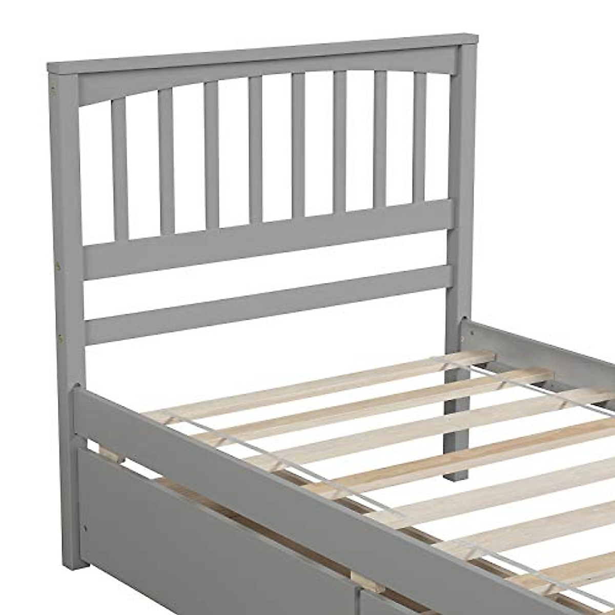 Harper & Bright Designs Twin Bed Frame with Drawers, Kids Platform Twin Bed with Storage, Solid Wood, No Box Spring Needed (Light Grey (Drawers))