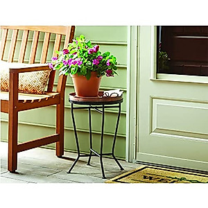 Organic Tattva Round Tray 10 inch with Black Metal Stand, Antique Copper Finish