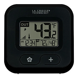 La Crosse Technology 308-147 Wireless Compact Digital Thermometer with Humidity, Black