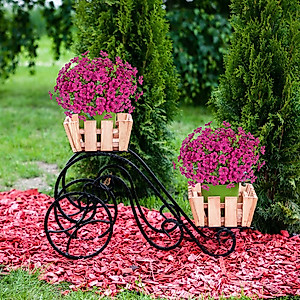 Gorgeoos 4 Bundles Artificial Flowers for Outdoors Fake Plants No Fade Faux Outside Greenery Boxwood Plastic Shrubs Silk Flowers for Home Garden Window Box Porch Patio Decoration (Fuchsia)