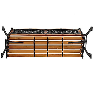 KTHUSS Garden Bench Park Bench Outdoor Bench for Outdoors 50 inch Metal Porch Chair Cast Iron Hardwood Furniture,for Park Yard Patio Deck Lawn