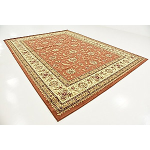 Unique Loom Voyage Collection Traditional Oriental Classic Intricate Design Area Rug, 9 ft 0 in x 12 ft 0 in, Terracotta/Ivory