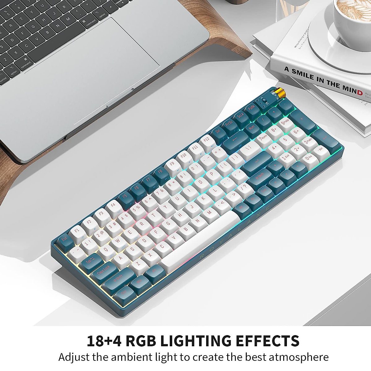 ROYALAXE X ProtoArc R100 Wireless Mechanical Keyboard, Hot-swappable Wired/Bluetooth 5.0/2.4G Wireless Keyboard w/RGB Backlit for Windows & Mac, PBT Keycaps, Multi-Device, Gateron G Yellow Pro Switch