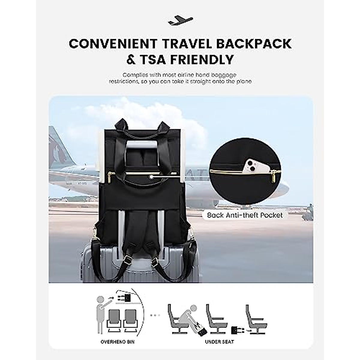LOVEVOOK Laptop Backpack for Women, Convertible Work Backpack Purse, Laptop Tote Bag with USB Port,Teacher Nurse Work Bags for Women, Cute Waterproof Computer Daypacks for College Travel