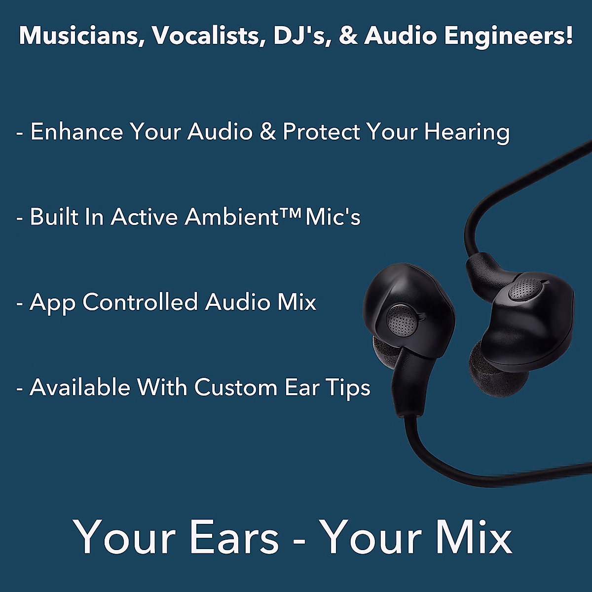 ASI Audio Premium in-Ear Monitoring System - G2 3DME Sound Limiting, EQ, IEM System, App-Controlled Ambience, Perfect for Musicians, Vocalists, Audio Engineers, and DJs