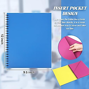 Henoyso 8 Pcs Multi Pocket Folders 8 Pocket Paper Folder Spiral Portfolio Spiral Binders Document Organizer Folio Letter Size Paper Folders for Office Business Document Papers Organizer