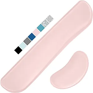 Gorilla Grip Silky Gel Memory Foam Wrist Rest for Computer Keyboard, Mouse, Ergonomic Design for Typing Pain Relief, Desk Pads Support Hand Arm Mousepad Rests, Stain Resistant, 2 Piece Pad, Light Pink