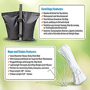 SereneLife SLTET30 Party Commercial Instant Shelter with 4 walls-Waterproof Tent with 8 Sand Bags, One size, White