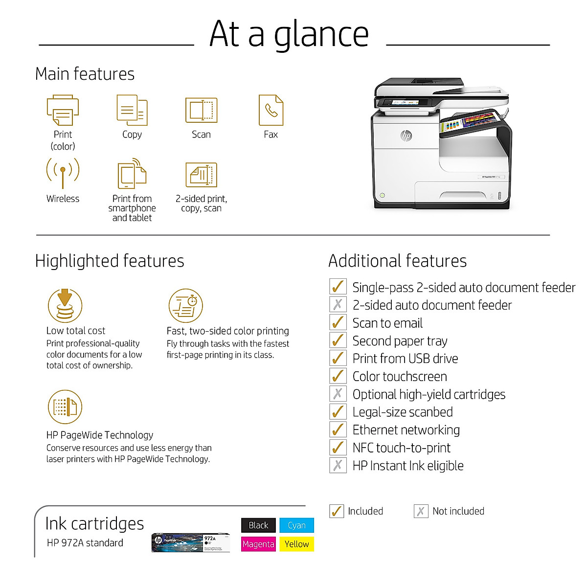 HP PageWide 377dw Color Multifunction Business Printer with Wireless & Duplex Printing (J9V80A)