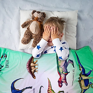 Dinosaur Throw Blanket 50 x 60 Inches Various Dinosaur Signs Blanket for Boys Fuzzy Soft Flannel Throw Blanket Decor for Kids Favor Living Room Bedroom Home Offices Supplies