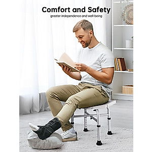 Hiqufet Shower Chair for Inside Shower(450lb), FSA/HSA Eligible 5 Height Adjustable Shower Stool, Shower Seats for Adults, 3-Minute Quick Assembly, Heavy Duty Shower Bench for Inside Shower to Sit on