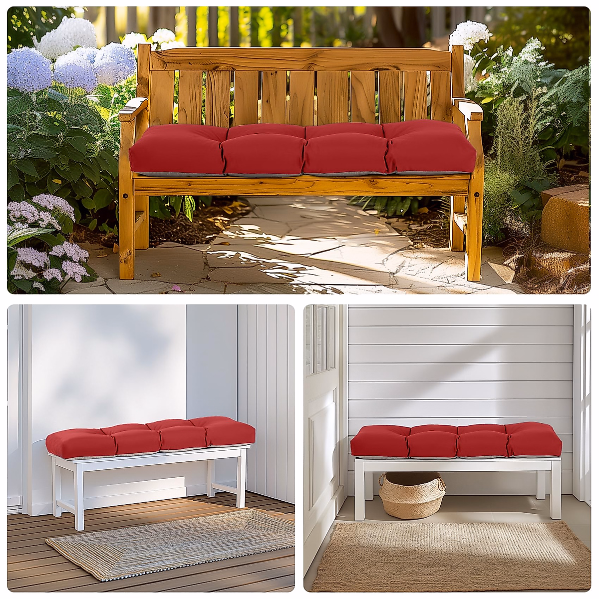 BayHomes Bench Cushion for Outdoor Indoor Furniture,Waterproof Window seat Cushions Indoor with Non-Slip Bottom,Tufted Design Patio Bench Cushion,Piano Bench Cushion