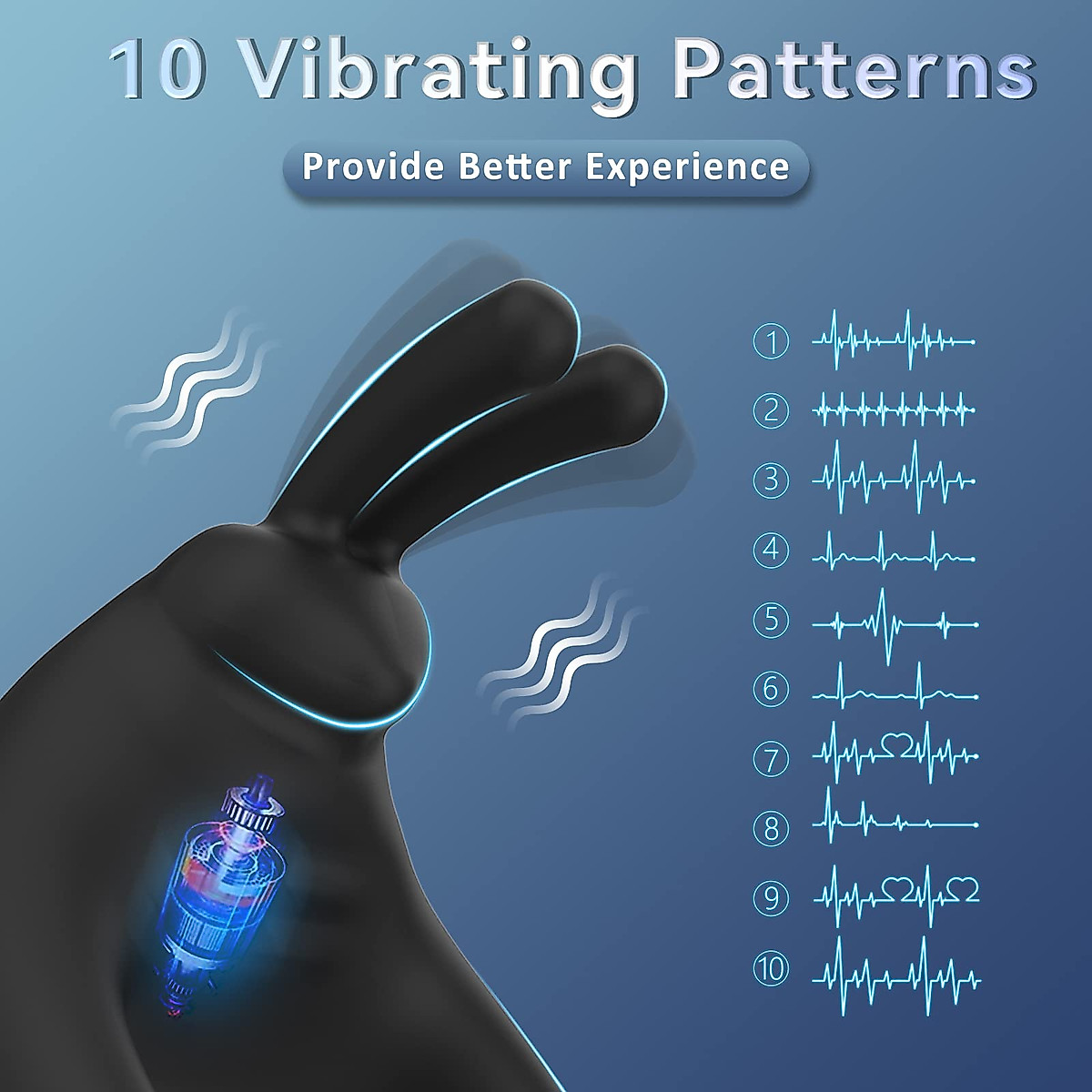 Vibrating Cock Ring Sex Toys for Men, Silicone Penis Ring Remote Control Vibrator with 10 Vibrations, POZFUN Bunny Rabbit Shaped Rechargeable Adult Toy for Couples Male Women Clitoral Vibrator