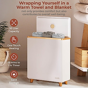 SereneLife Counter Towel Warmer Bucket - with Customized Fragrance for Spa and Bathroom, Luxury Towel Heater, Auto Shut off, Fits 1 large Towel, Blanket, Bathrobe, PJs (Rose Gold)