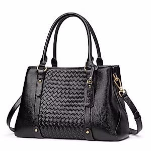 Kattee Women Soft Genuine Leather Satchel Bags Top Handle Crossbody Purses and Handbags Hobo Totes Shoulder (Black)