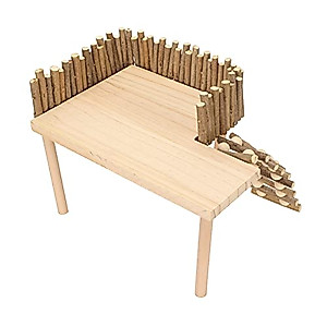 Hamster Platform, Small Pets Wooden Climbing Platform with Fence Ladder for Hamster Gerbil Mice Bird