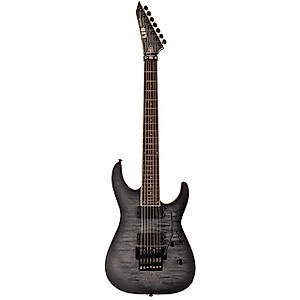 ESP 7 String LTD Deluxe M-1007 Electric Guitar, See Thru Black Sunburst Satin, Right, (LM1007QMSTBLKSBS)
