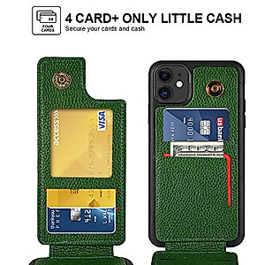 iPhone 11 Wallet Case, ZVE iPhone 11 Case with Credit Card Holder Slot Protective Shockproof Pocket Wallet Case Handbag Slim Leather Case for Apple iPhone 11,6.1 inch - Dard Green