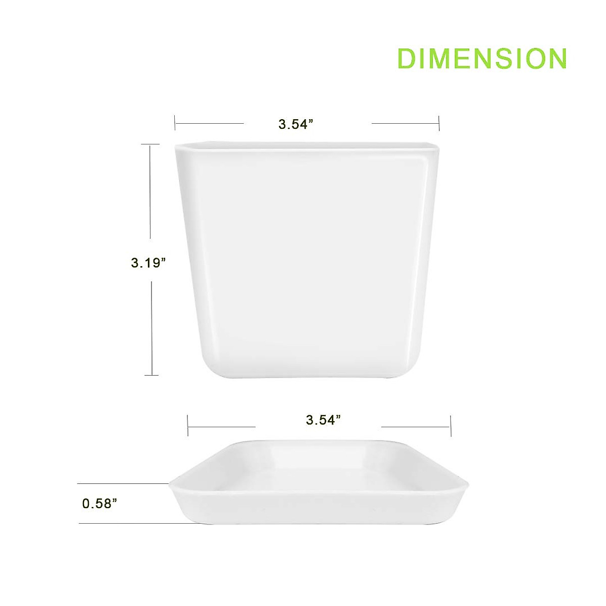 GrowLED 3.5 Inch Planters with Drainage Garden Pot Flower Plant Pots Modern Decorative Gardening Pot for Indoor Plants, Flowers, Herbs, Succulents, Foliage Plants, Square, White, Set of 4