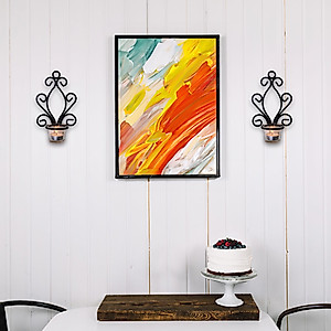 Hosley Iron Angel Wall Sconce Set - 7.68" Tea Light Candle Holders Pair of Decorative Iron Sconces for Home Decor Angel Wing Design Set of 2