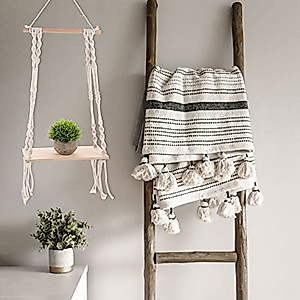 Garneck Home Decor Wall Mounted Shelves Macrame Wall Hanging Shelf Handmade Macrame Shelf Woven Hanger for Plants and Decor Hanging Bohemian Shelf Plants Decor Decoraciones para Salas De Casa