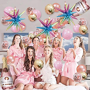 Moukiween 6 Pcs Explosion Star Foil Balloons- 12 Point Star Balloons,Multicolor Starburst Cone Mylar Balloons Spike Balloons for Party Supplies Christmas Birthday Wedding Baby Shower Photo Booth