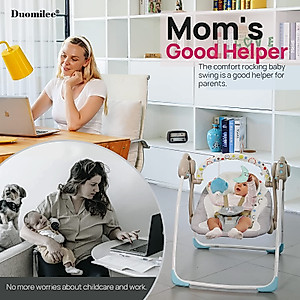 Baby Swings for Infants to Toddler, Electric Baby Swings for Newborn, Baby Swing with Intelligent Music Vibration Box, Portable Baby Swing Load Resistance: 6-25 lb, Applicable Object: 0-9 Months