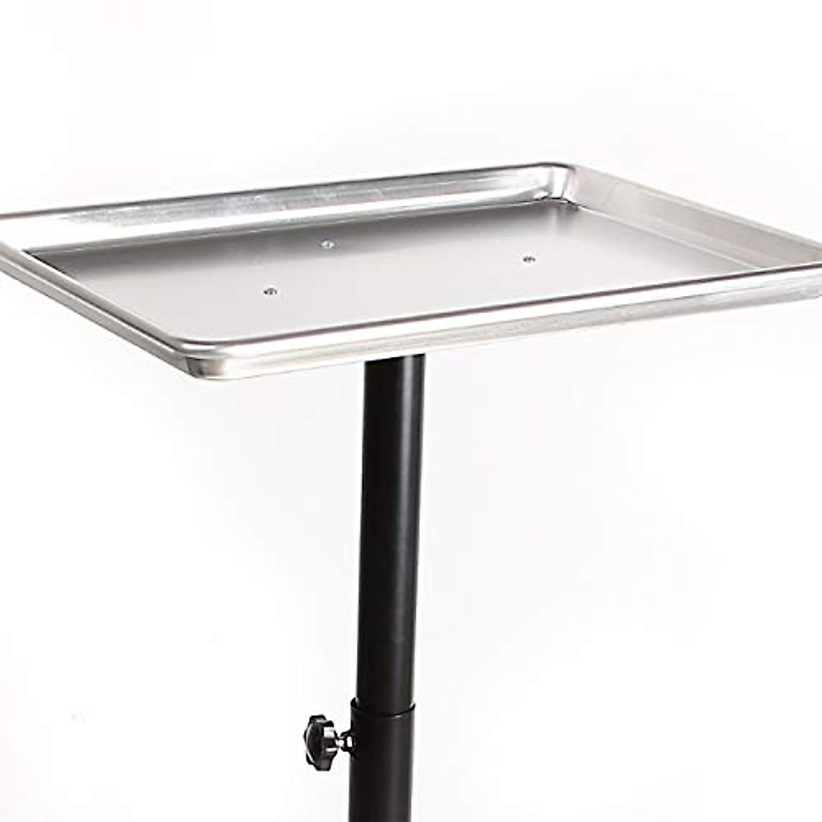 Adjustable Height Salon Rolling Alu Tray Cart+Wheel Hairdressing Tool Hair Stylist Storage Trolley for Salon Beauty Spa Tattoo Mobile Beauty Spa Service Instrument USA Stock (Silver)