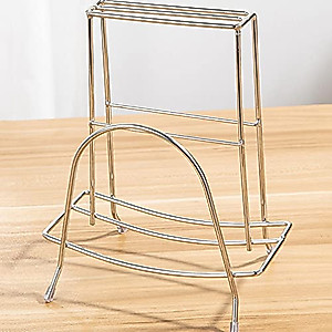 Housoutil Stainless Steel Kitchenware Storage Organizer Racks Multi Layer Function Cutting Board Holder Pot Lid Chopping Board Rack Stand Silver