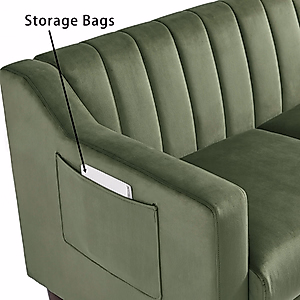 RIDFY Modern Velvet Chesterfield Sofa Couch, Large 3 Seats Love Seats Sofa Furniture, 76" Comfortable Upholstered Cofa with Wooden Frame and Wood Legs for Living Room/Bedroom/Office (Green)