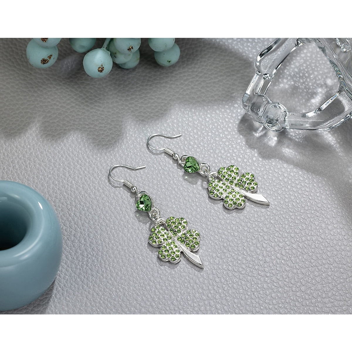 St Patrick's Day Earrings for Wome, Four Leaf Clover Dangle Earrings, Shamrock Earrings, St Patrick's Day Accessories, Lucky Irish Jewelry