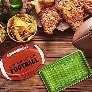 Cunhill Football Party Trays American Football Serving Trays Reusable Food Plates Football Snack Tray Dessert Platter for Football Party Supplies Kids Birthday Party Decoration (24 Pieces)