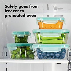 OXO Good Grips 8 Piece Smart Seal Airtight Glass Round Container Set,Blue