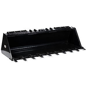 Titan Attachments 84" HD Skid Steer Dirt Bucket with Bolt-On Teeth, Rated 3,200 LB, Universal Quick Tach