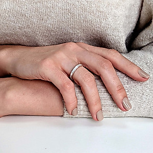 Silverly Women's 925 Sterling Silver Cubic Zirconia Channel Set Engagement Wedding Ring