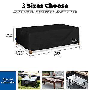 LooDro Rectangular Patio Coffee Table Cover Waterproof, 100% Waterproof Heavy Duty Oxford Cloth (32''Lx25''Dx18''H) Premium Durable Patio Table Cover for All-Season