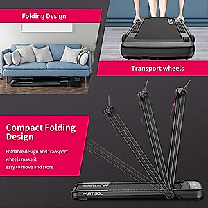 Murtisol 2 in 1 Folding Treadmill, 2.25HP Under Desk Electric Treadmill, Installation-Free with APP, Remote Control and LED Display, Portable Walking Machine for Home, Office & Gym,Black