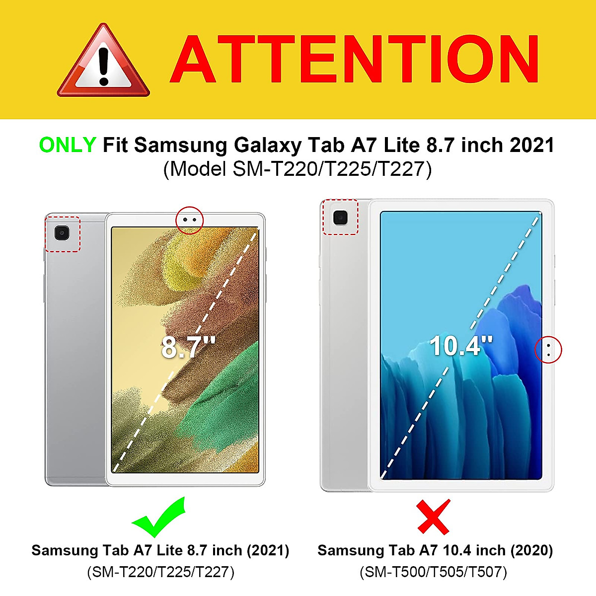 Fintie Case for Samsung Galaxy Tab A7 Lite 8.7 Inch 2021 Model (SM-T220/T225/T227), Multi-Angle Viewing Smart Stand Back Cover with Pocket, Black