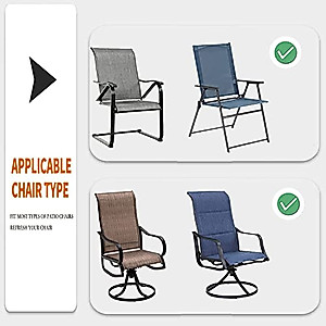 Deisy Dee Patio Dining Chair Covers, Outdoor Steel Sling Folding Chair Covers, Garden Metal Chair Covers (1, Black)