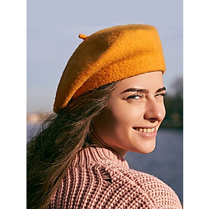 Trounistro 4 Pack Beret Hat French Beret Cap Winter Fashion Solid Color Hat for Women Girls Lady (Color Set 1)