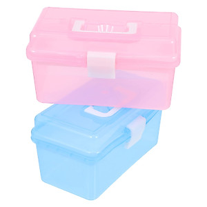 2pcs Capacity Medicine Storage Case Compartment Box Handle Organizer Box Dormitory Multipurpose Storage Crafts Sewing Tools