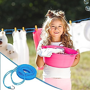 2 Pack Windproof Portable Clothesline with Hooks 16.4 ft Nylon Clothes Line Travel Laundry Line Drying Hanger Rope for Indoor Outdoor Camping Home Hotel Room