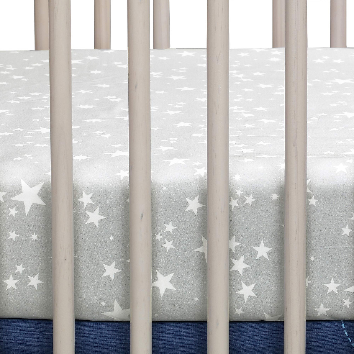 Lambs & Ivy Milky Way Space Galaxy 4-Piece Baby Nursery Crib Bedding Set - Blue/Gray