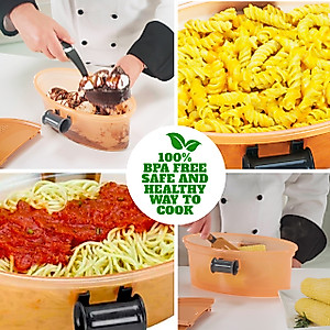 Pasta N More Microwave Cooker with Strainer, All in 1 Microwave Pasta Cooker, Microwave Rice Cooker and Microwave Egg Cooker for Quick Cooking, Nonstick, Dishwasher Safe