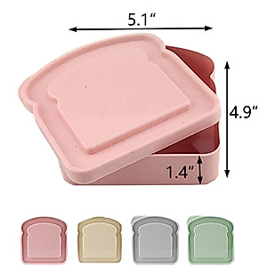Sandwich Containers, 4 Pcs Sandwich Containers for Lunch Boxes Toast Shape Sandwich Box Reusable Food Storage Box with Lid for Lunch Prep Bread Snack Meal Microwave Dishwasher Safe (Colorful)