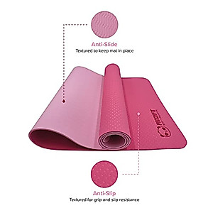 PandaFit Yoga Mat 6mm (1/4") Thick Non-Slip (Pink)