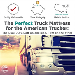 Dual Duty Dual Sided Firm/Soft Foam Truck Mattress, 80" x 42" x 6"