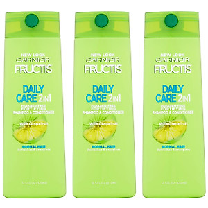 Garnier Fructis Haircare - Daily Care - 2 in 1 Shampoo & Conditioner - With Grapefruit - Net Wt. 12.5 FL OZ (370 mL) Per Bottle - Pack of 3 Bottles