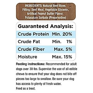 Cadet Stuffed Shin Bone for Dogs - Long-Lasting Peanut Butter Flavored Dog Chew Bone for Aggressive Chewers - Supports Dog Dental Health, Large (1 Count)